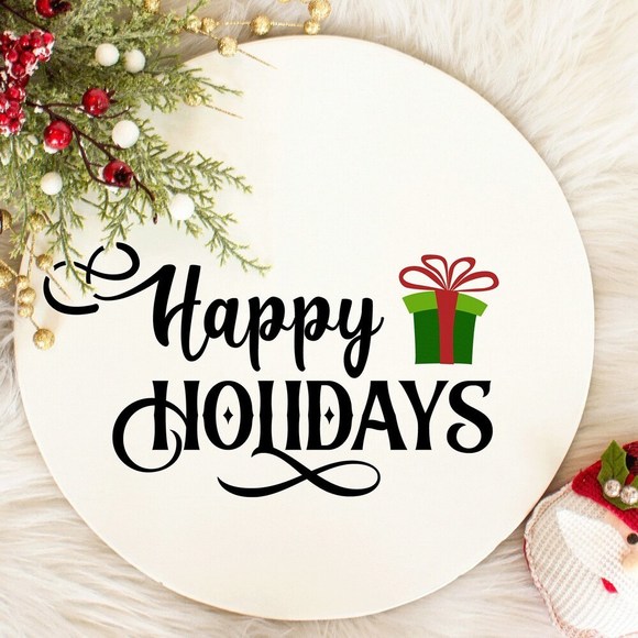 Generic | Holiday | Christmas Round Sign Svg Happy Holidays Lettering ...